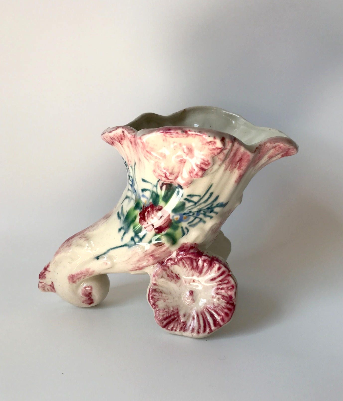 Sweet Vintage Hand Painted Cornucopia Ceramic Vase, Precious! - Etsy