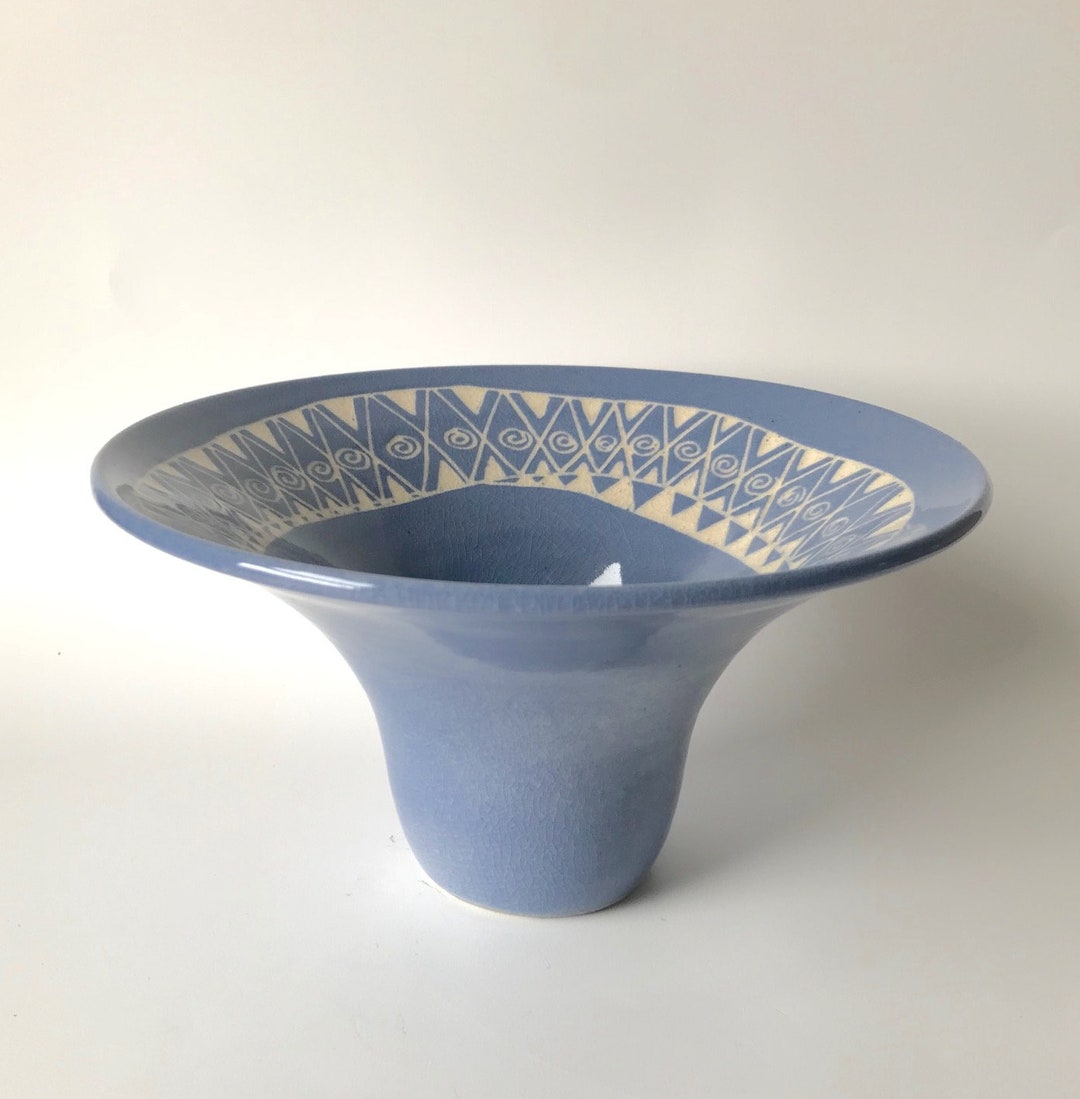 Reduced! Stunning Slate Blue Trumpet Vase, Platypus Studio. AMAZING! - Etsy