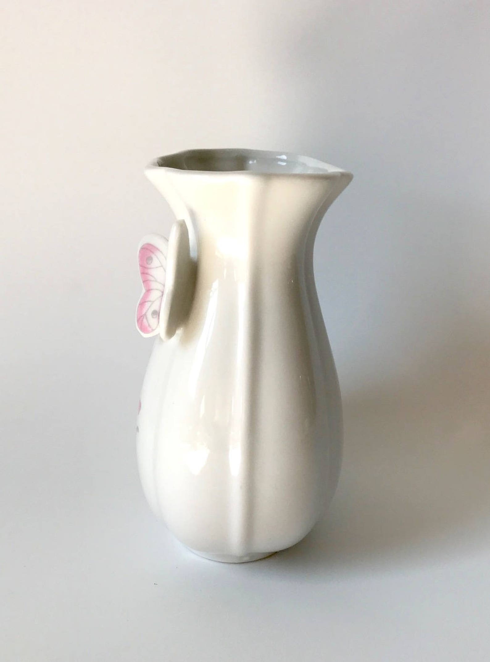 Fine Bisque Porcelain Petals and Wings Vintage Vase, Delicately ...
