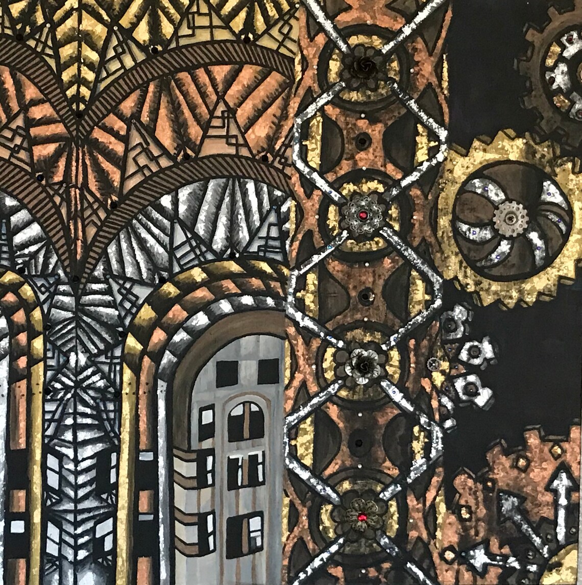 Chrysler Building Decopunk Art Deco Steampunk Original Acrylic | Etsy