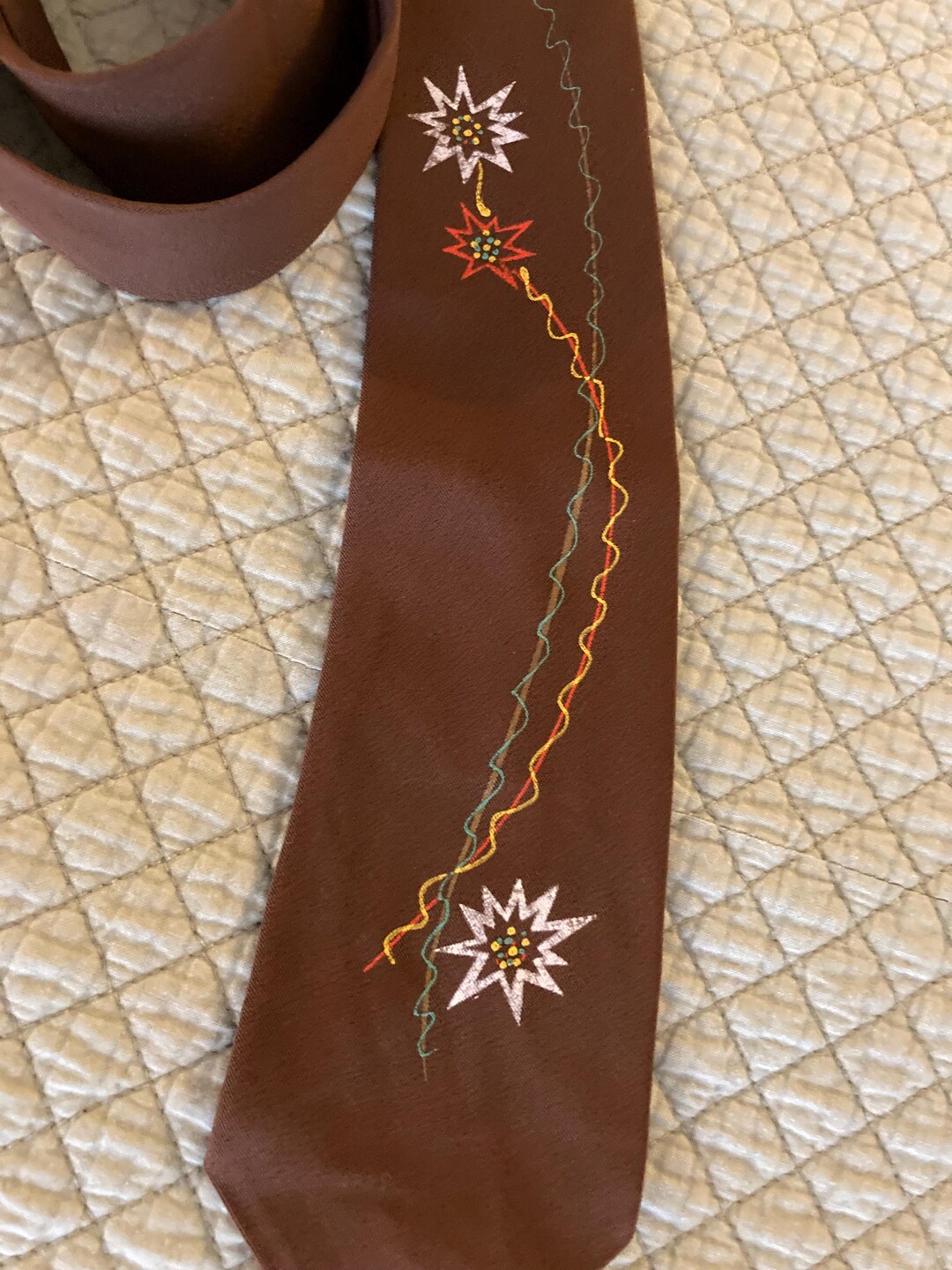 Vintage Towncraft Hand Painted Rayon Neck Tie - Etsy