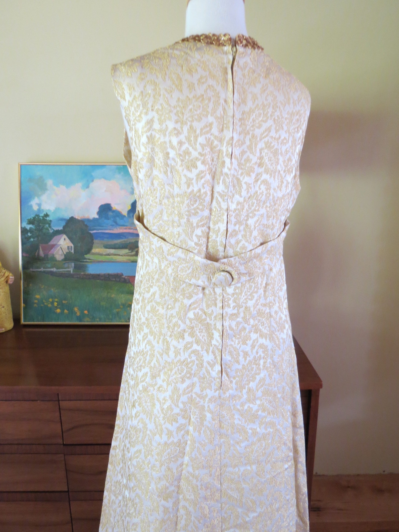 Elegant 1960s gold & silver lame brocade cocktail dress gown.. | Etsy