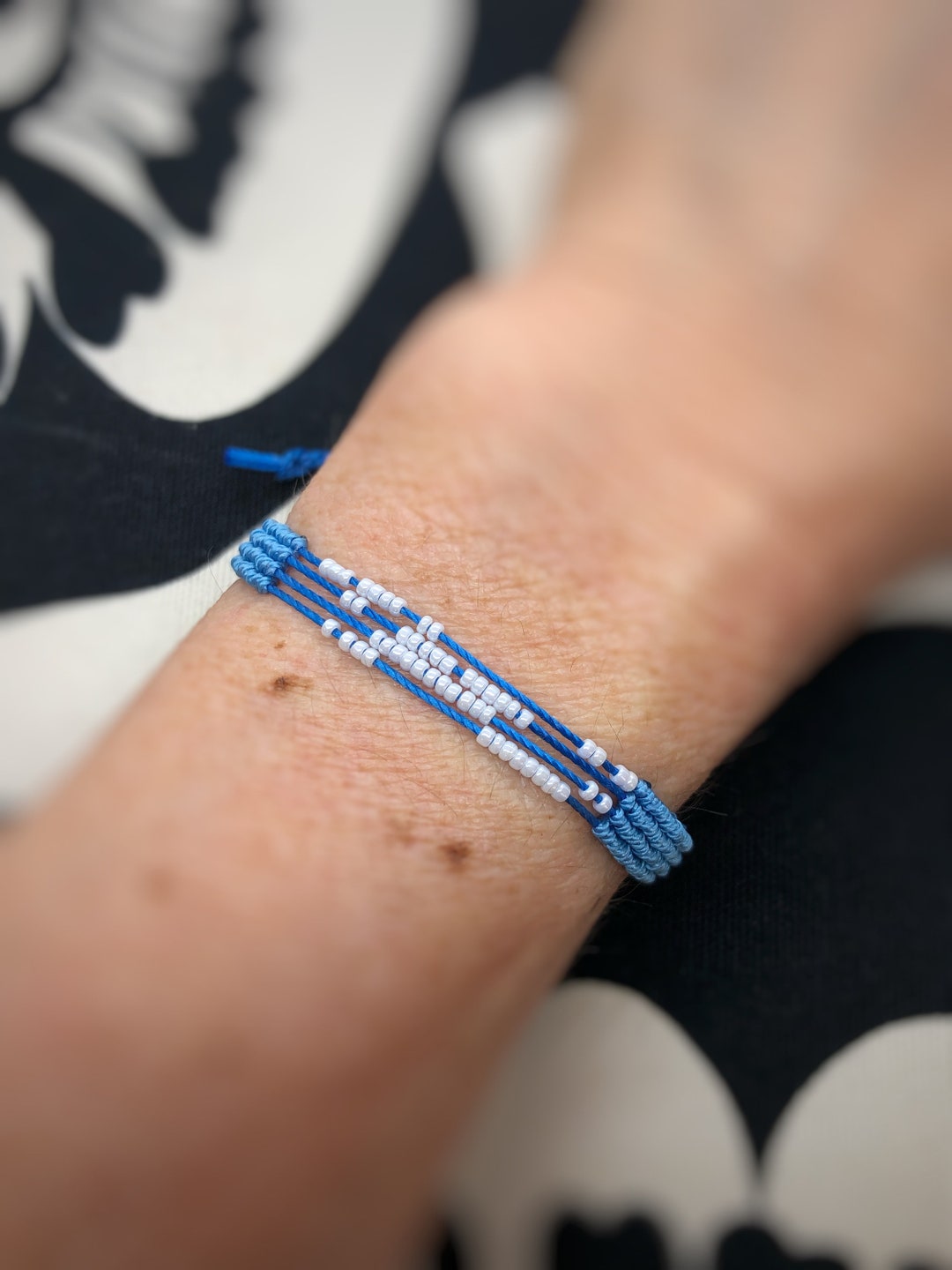 Blue Macrame Fidget Bead Bracelet for Women, Unique Gift for Sister ...