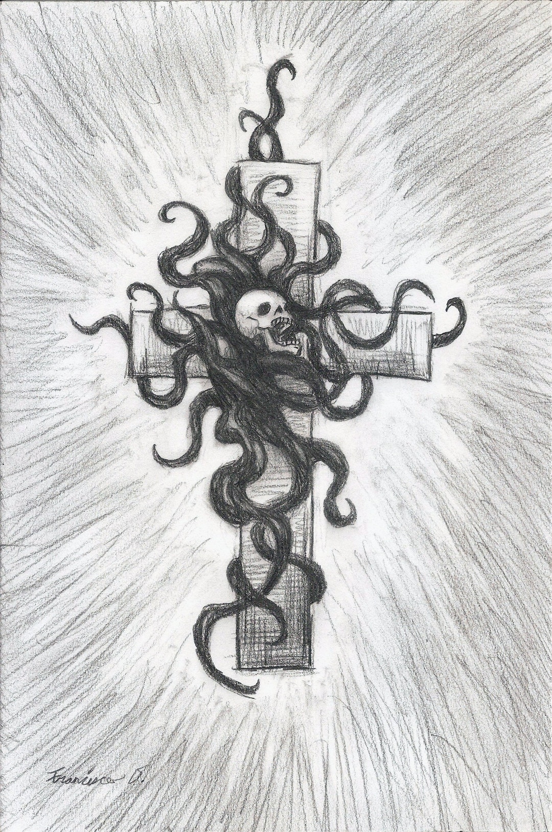 Chaos, Cross, Original Drawing, Sketch Pad, Sketches, Divine Mania - Etsy
