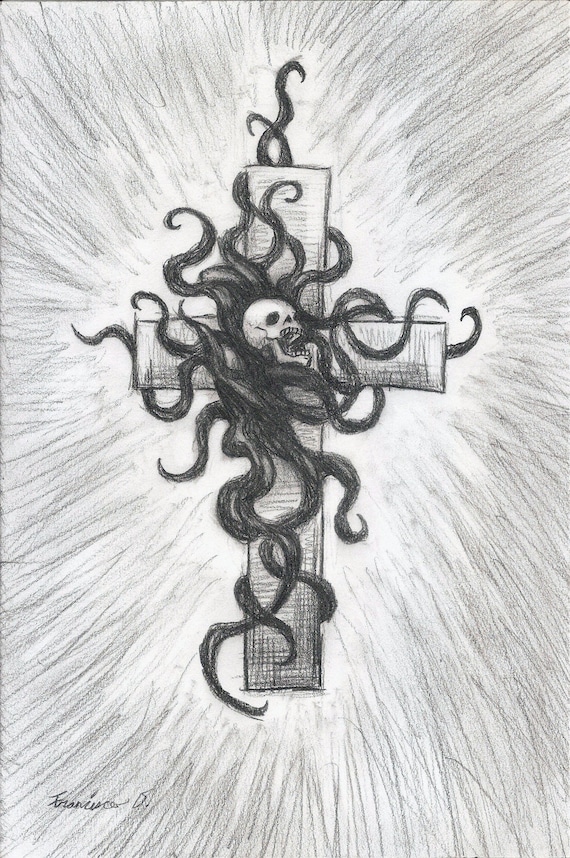 Chaos Cross Original Drawing Sketch Pad Sketches Divine - Etsy