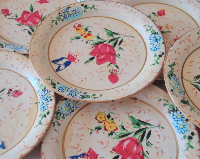 PAPER MACHE COASTERS Vintage Japan Creamy Floral - Etsy