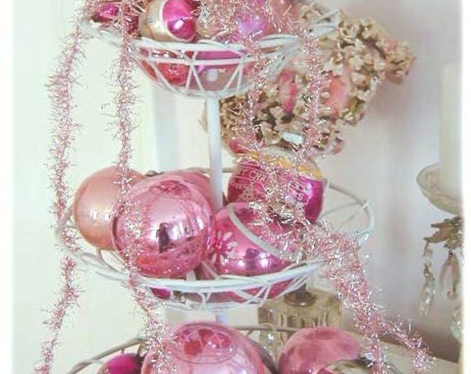 VINTAGE Pink Tinsel Garland - Christmas Decorations - Etsy