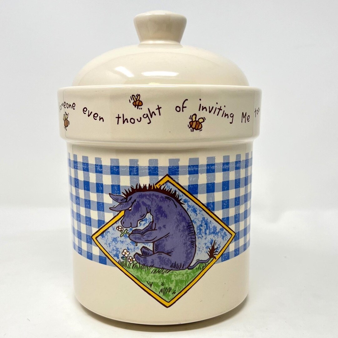 Eeyore Treasure Craft Winnie the Pooh Canister Blue Gingham 8.5" Disney ...