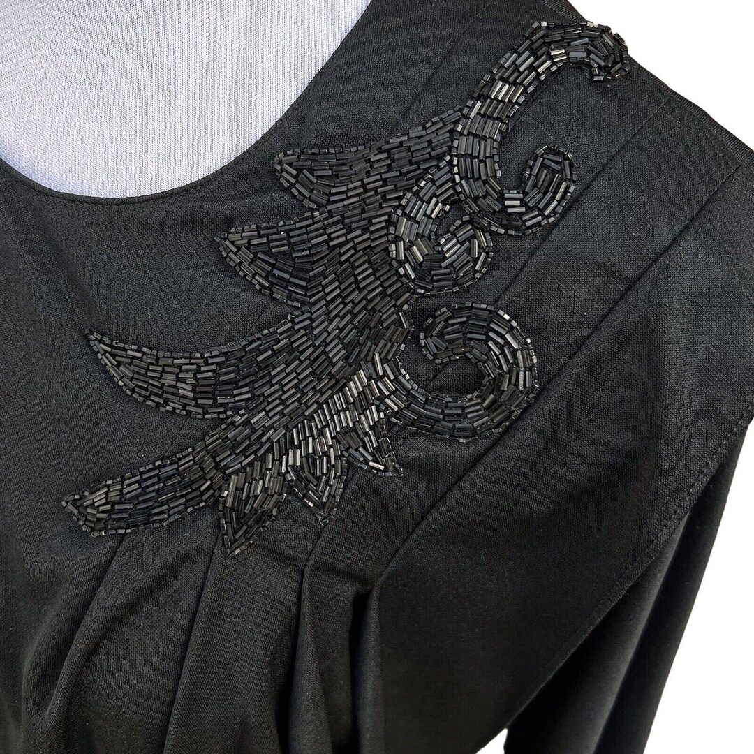 Vintage Edith Flagg California Black Dress Bead Shoulder Embellishment ...