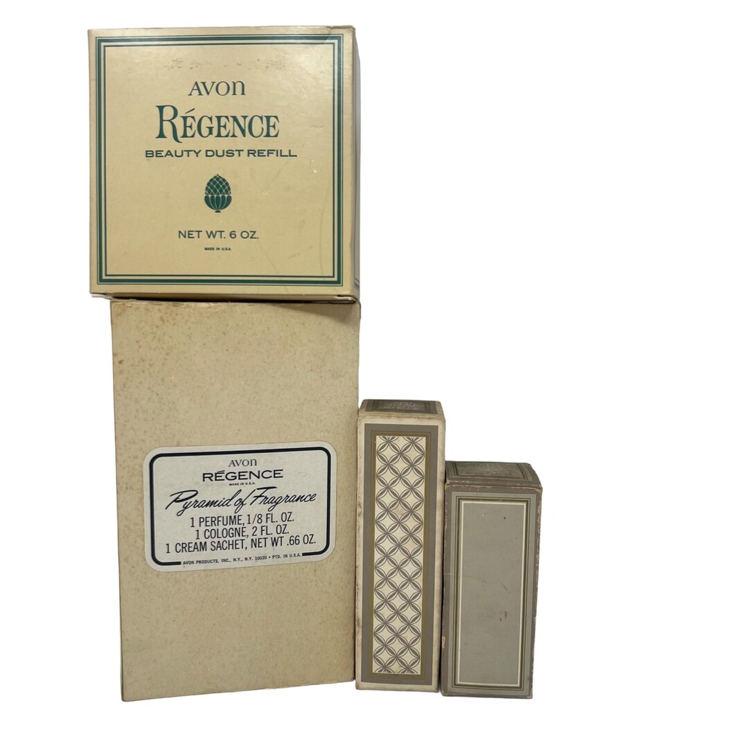 Avon Regence Vtg 4 Pc Set - Pyramid, Dust Refill, Spray Essence ...