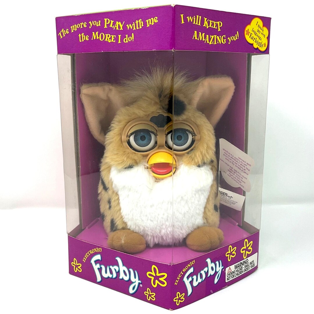 Vintage Tiger Furby Cheetah Tan & Black Spots Blue Eyes 1999 70-800 NEW ...