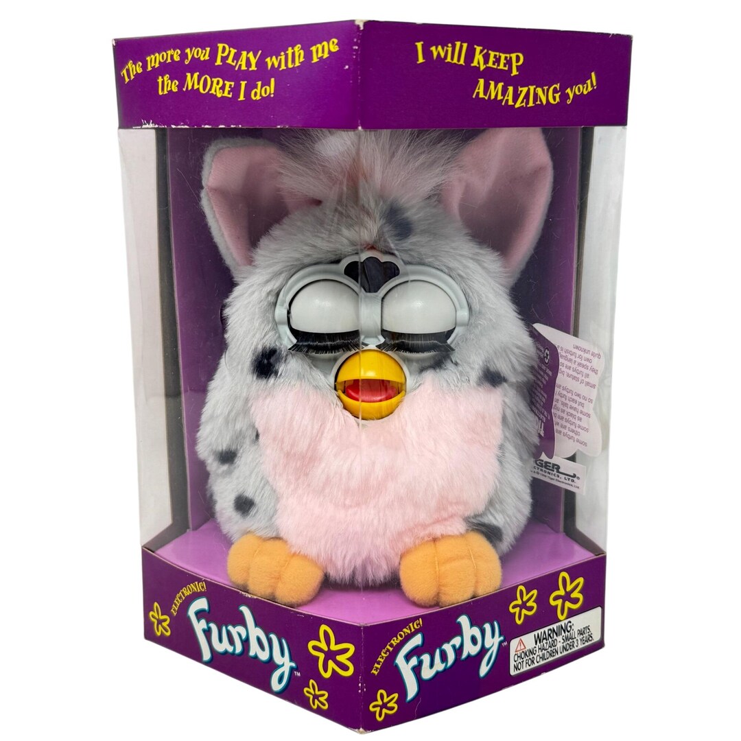 1998 Furby Tiger Electronics Leopard Gray Black Pink Belly Brown Eyes ...