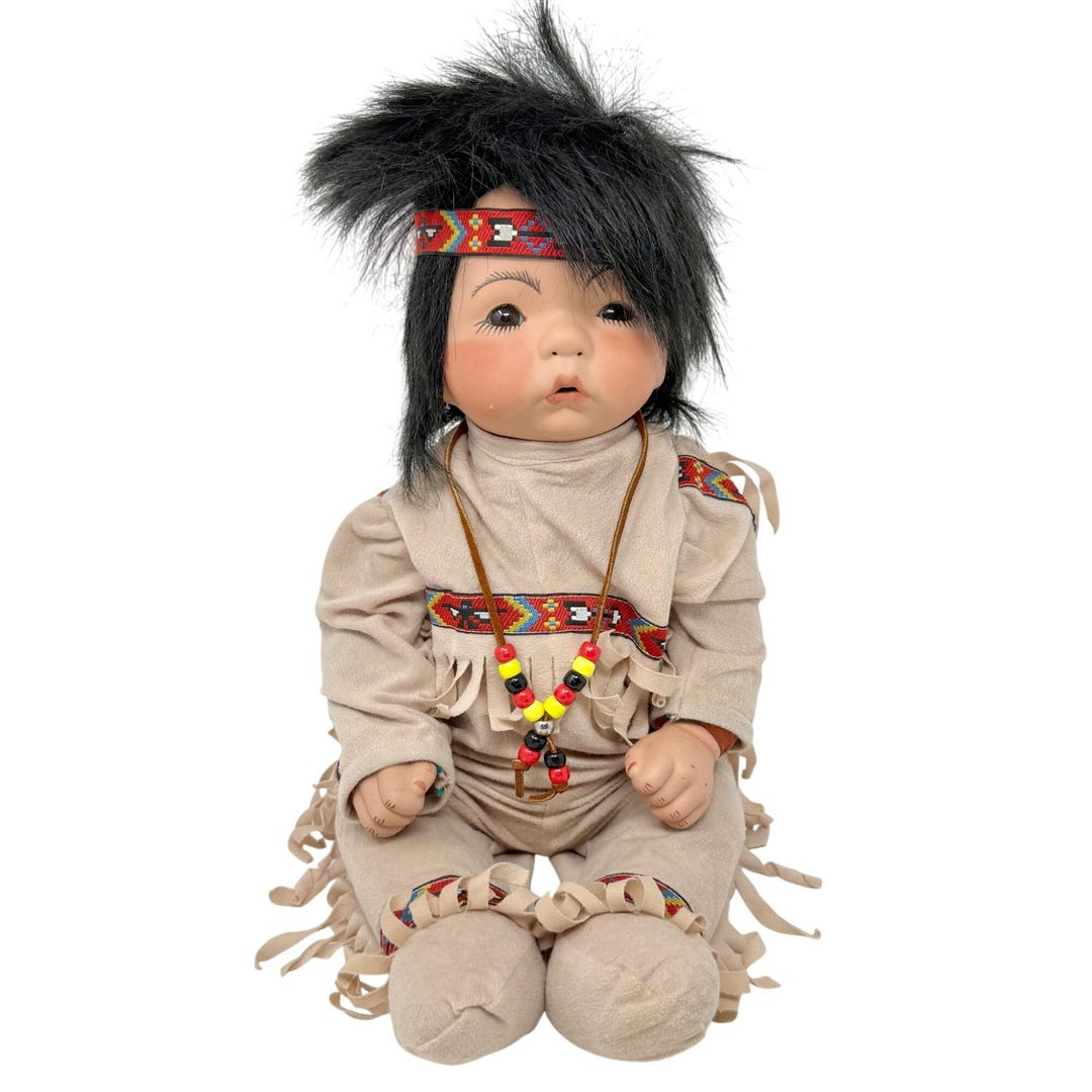 Native American Indian Boy Doll Hand Painted Porcelain Outfit Pellet ...