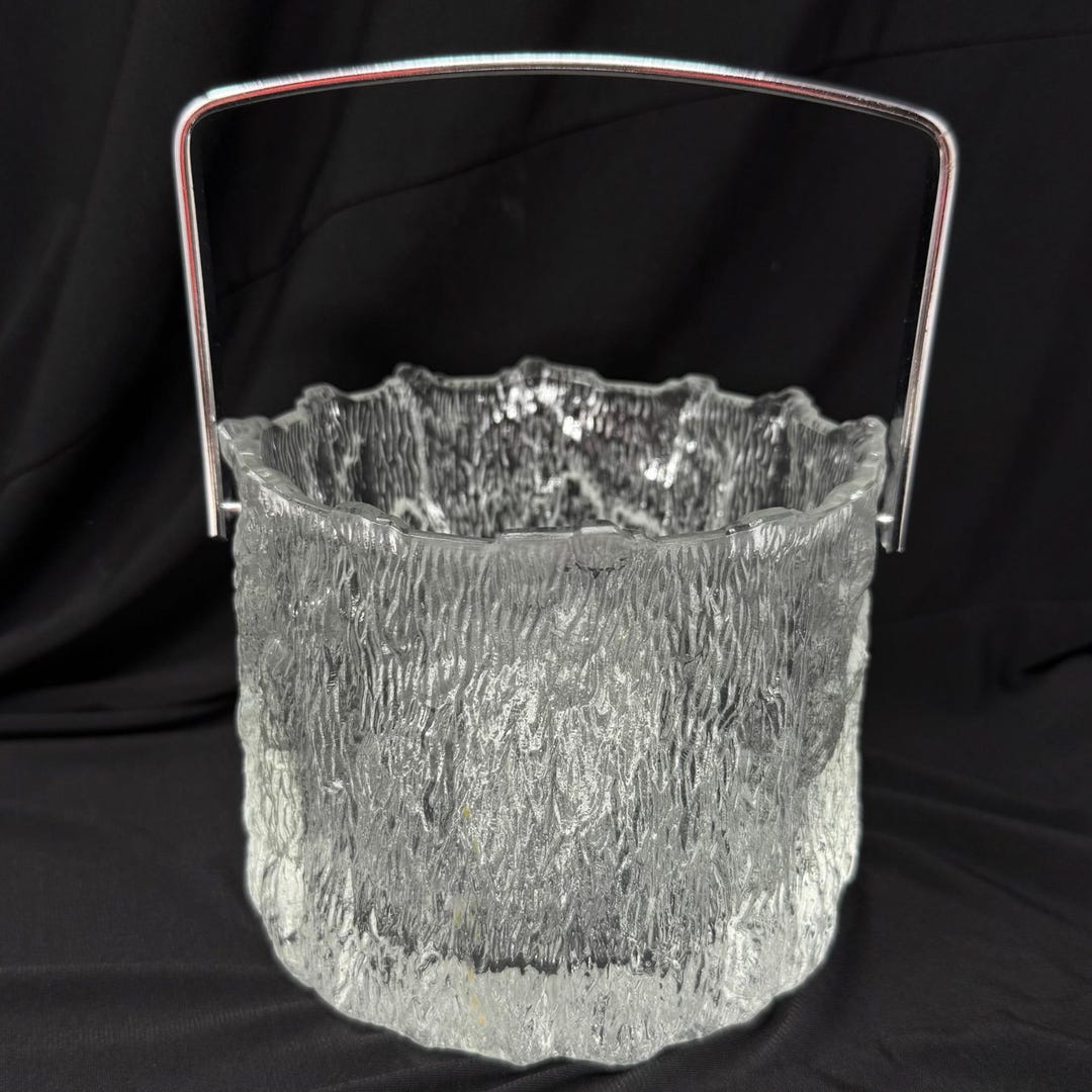 Ice Bucket Vtg Litalla Icicle Scandi Design Silver Tone Handle 4.5 ...