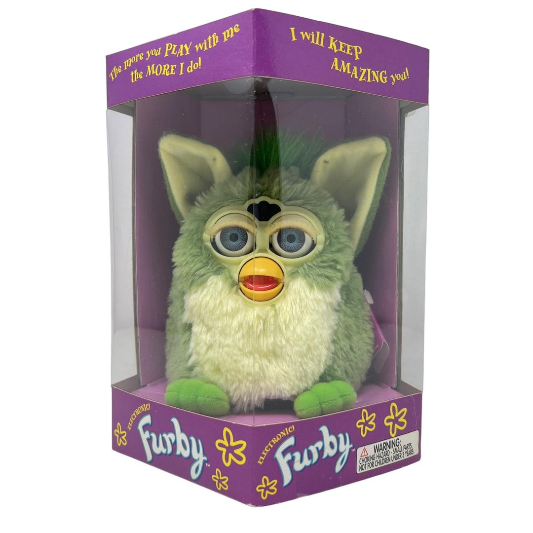 1998 Furby Frog Green White Blue Eyes 70-800 Gen 3 Collector Condition ...