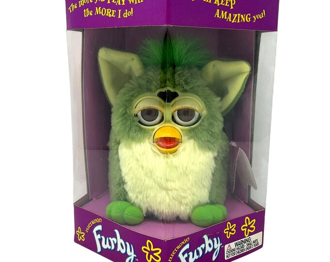 1998 Furby Frog Green White Blue Eyes 70-800 Gen 3 Collector Condition ...