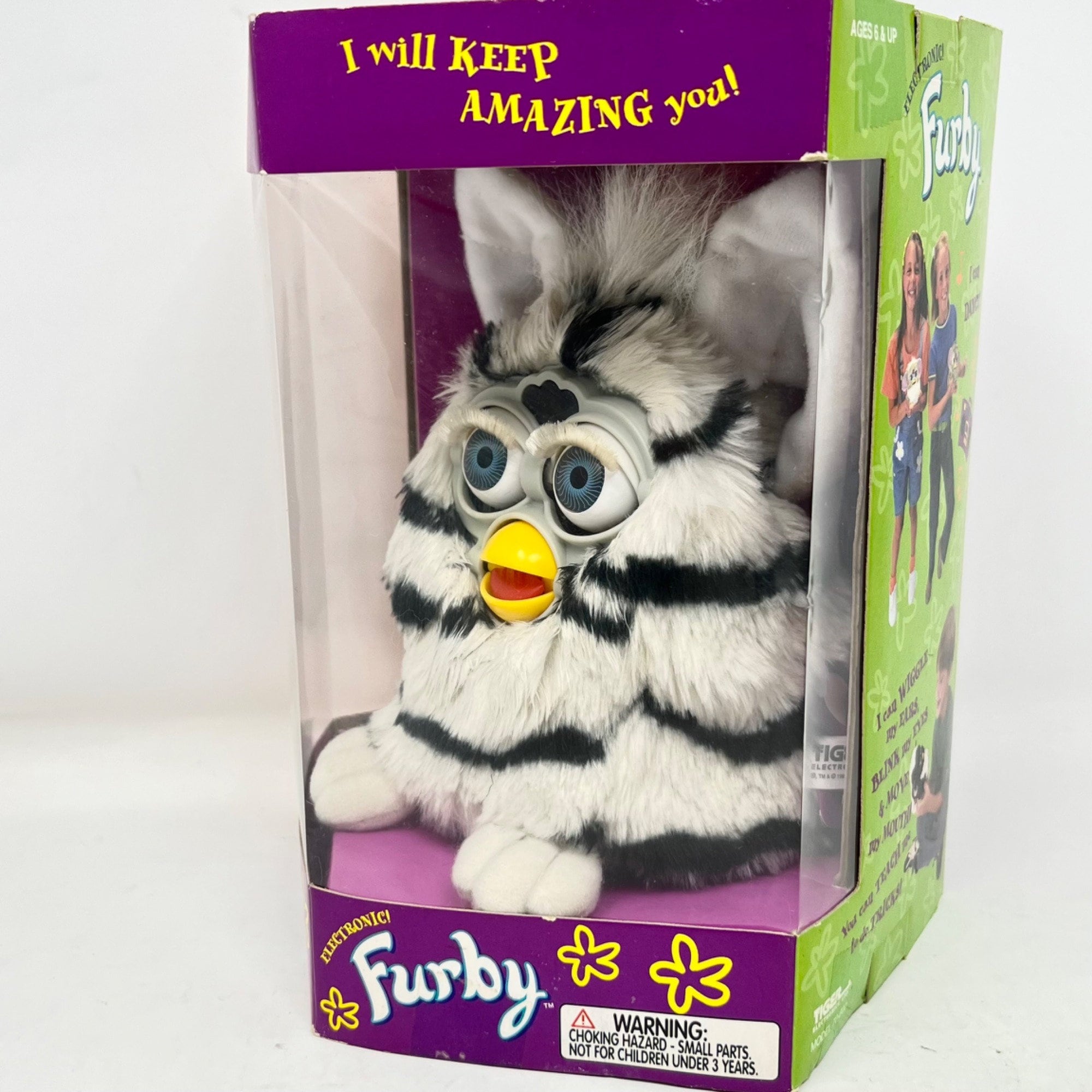 Furby Zebra Black/white Stripes 70-800 Blue Eyes 1998 Factory Sealed ...