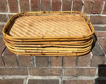 Vintage Bamboo Serving Trays - Etsy