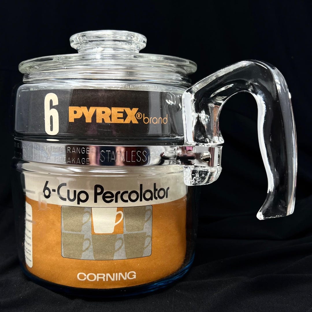 Vintage Pyrex Corning Glass Stove Top 6 Cup Percolator 7756-B Complete ...