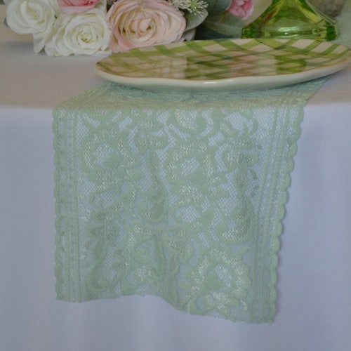 Mint Lace Table Runner Wedding Table Runner - Etsy