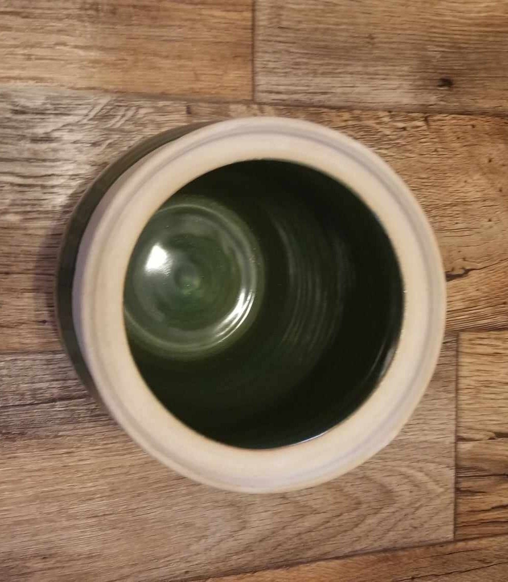 Vintage RARE Rowe Pottery Works Green Glaze Container 6 Pounds 11.5 ...