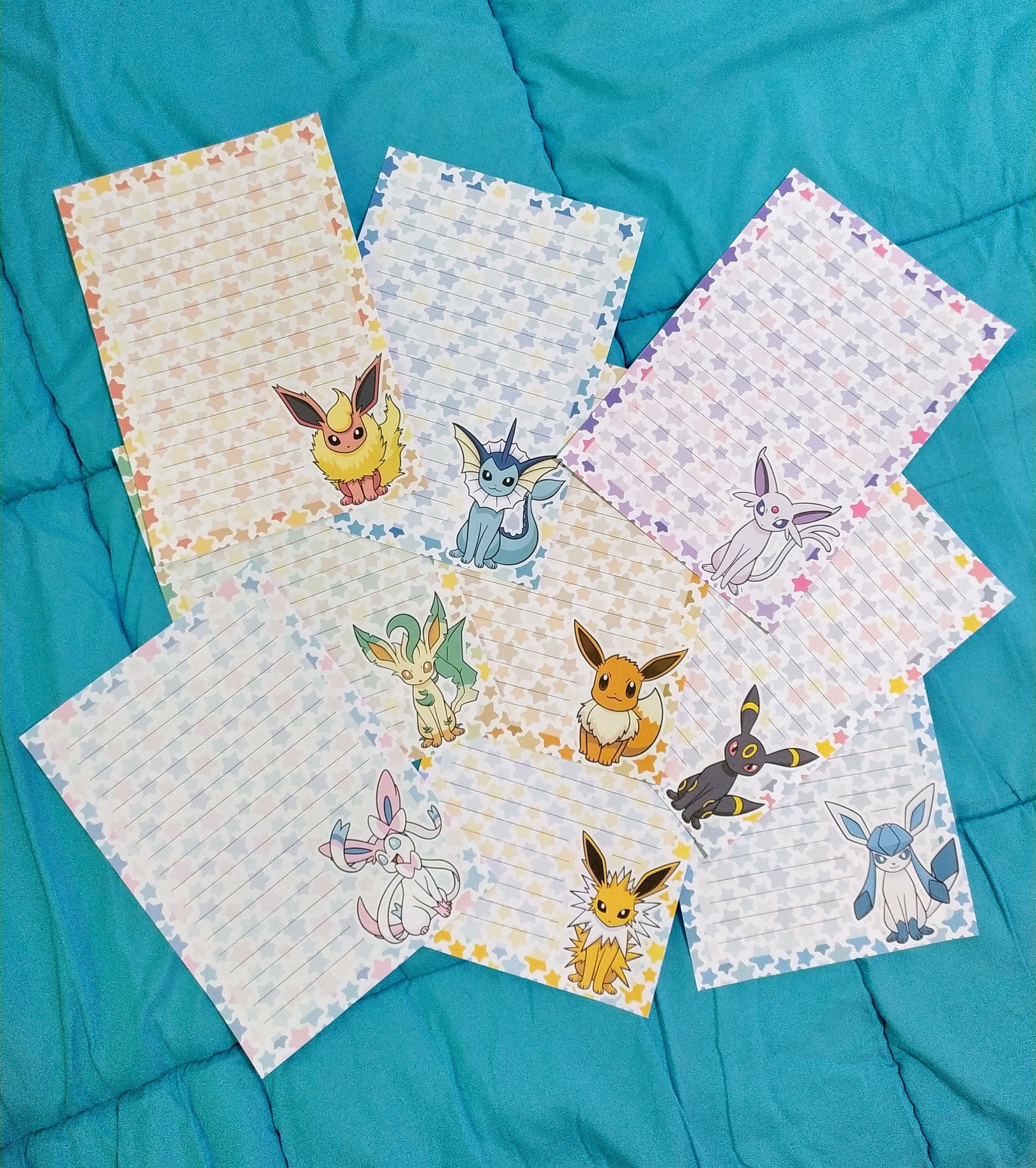 Eeveelution Letter Paper // Pokemon Writing Sheets // Cute Anime ...