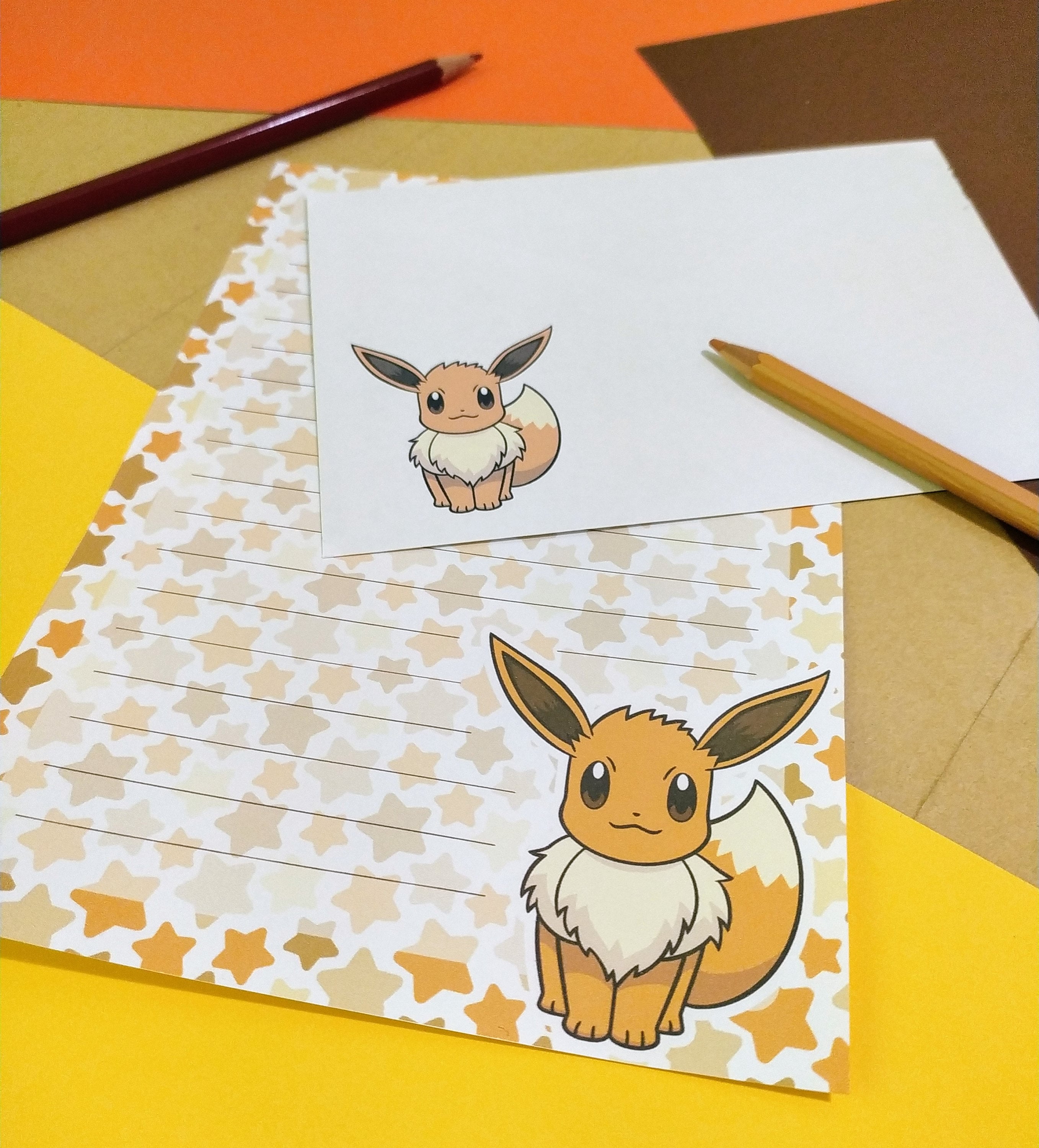 Eevee Stationery Set // Pokemon Writing Paper With Lines and Envelope ...