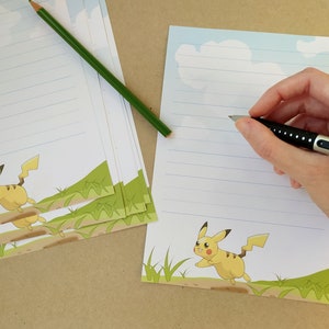 Pikachu Stationery Set // Pokemon Writing Paper With Lines and Envelope ...