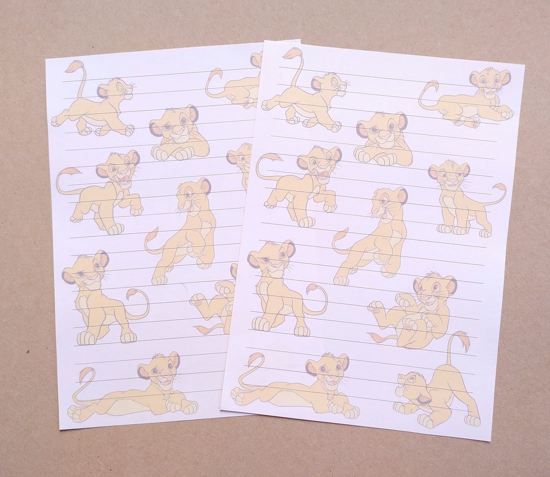 Lion King Letter Paper // Simba Writing Sheets // Cute Disney - Etsy