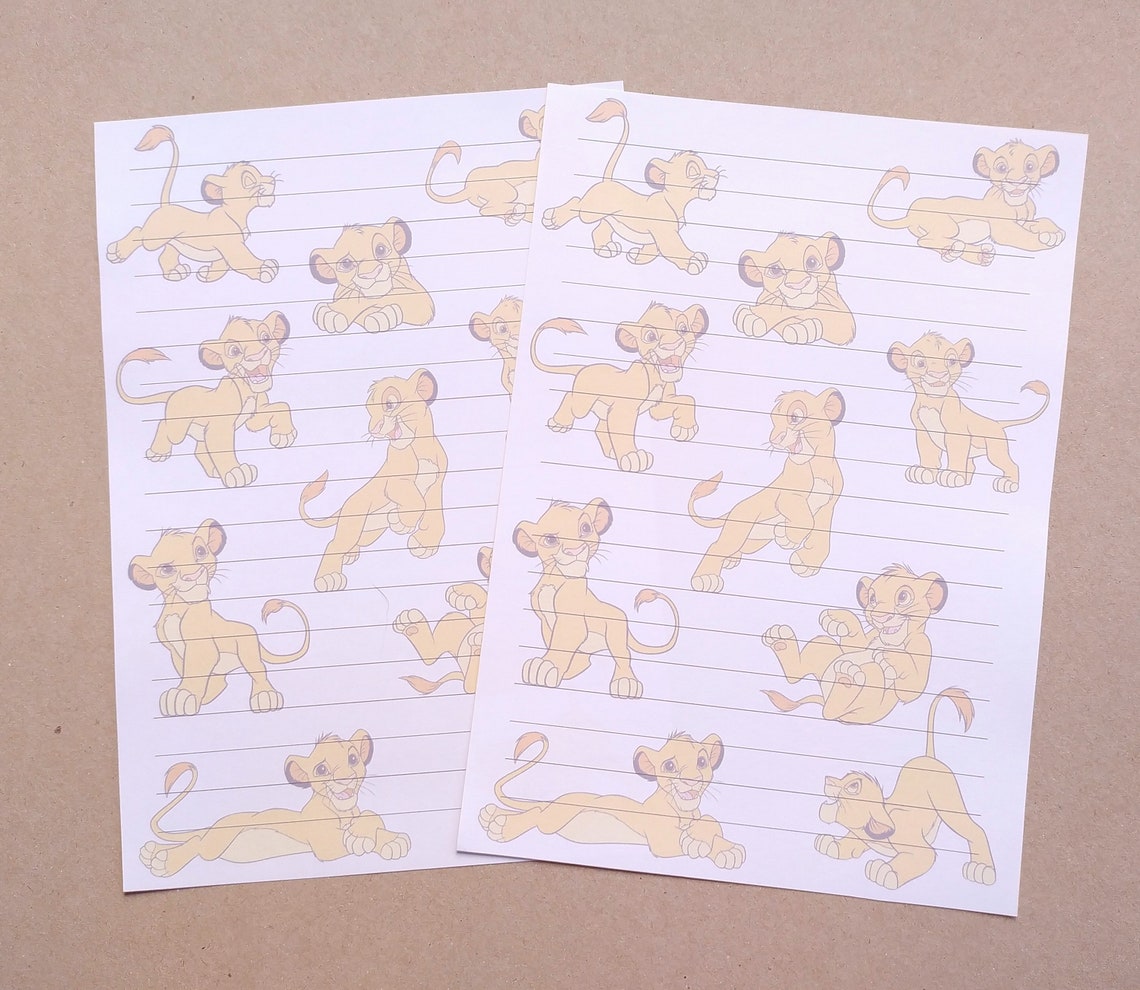 Lion King Letter Paper // Simba Writing Sheets // Cute Disney - Etsy