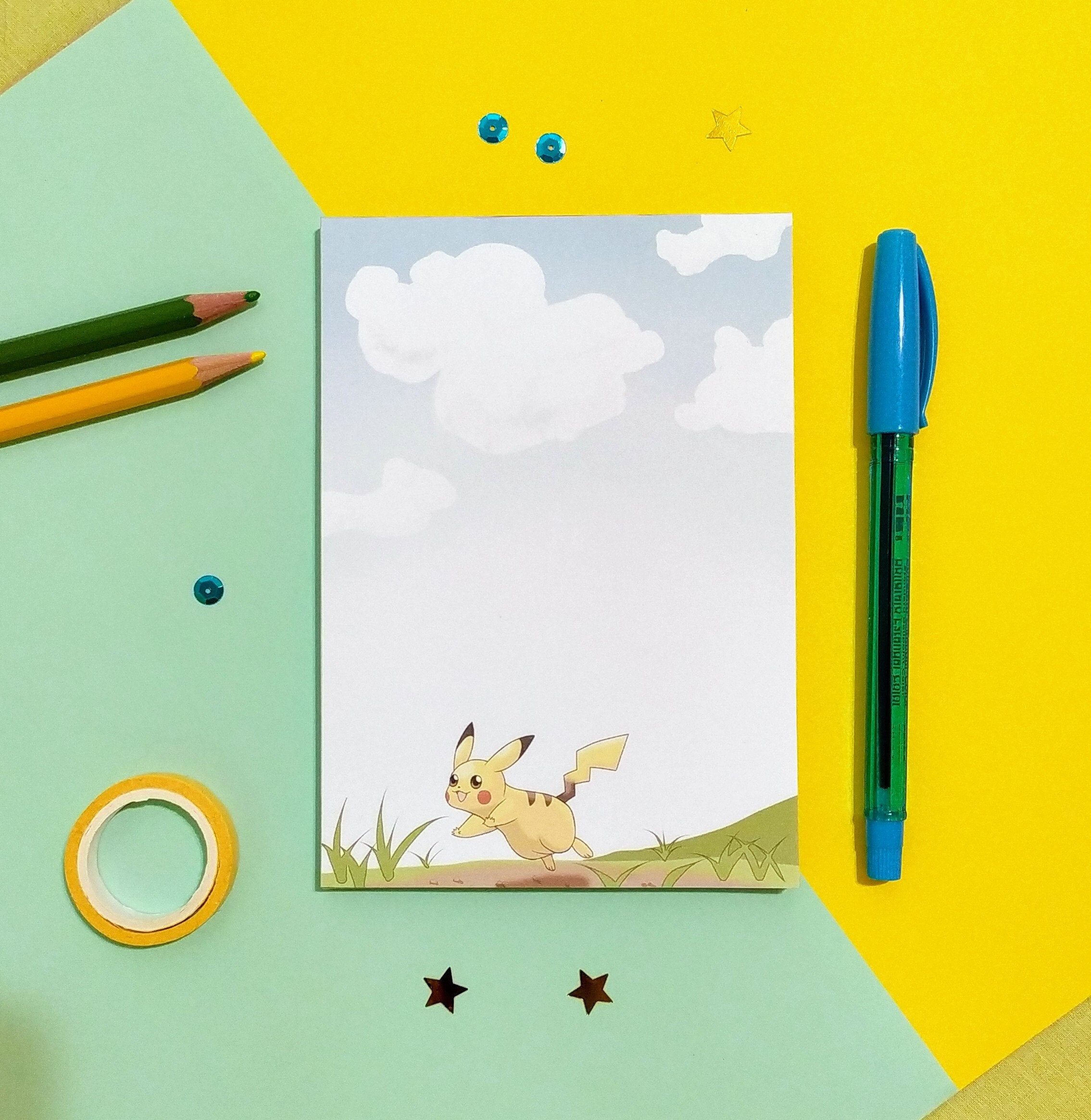 Pikachu Notepad // 30 or 50 Sheets // Pokemon Stationery // - Etsy