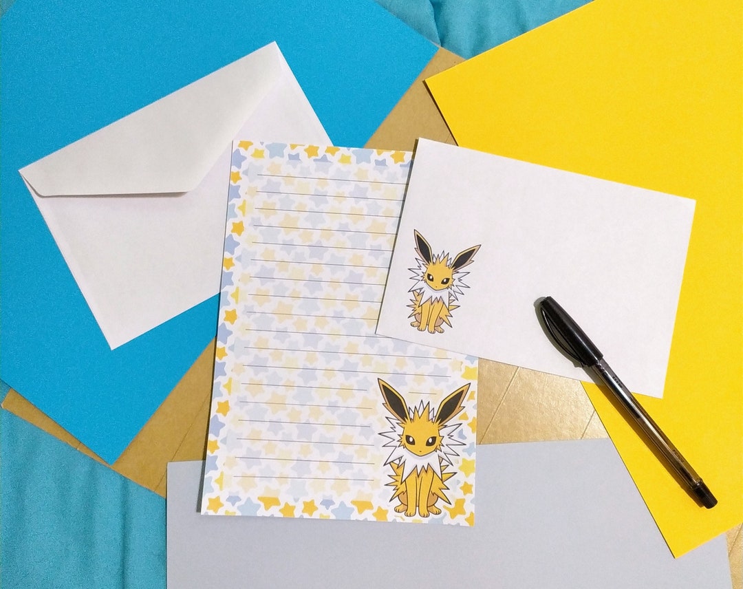 Jolteon Stationery Set // Pokemon Writing Paper With Lines and Envelope ...
