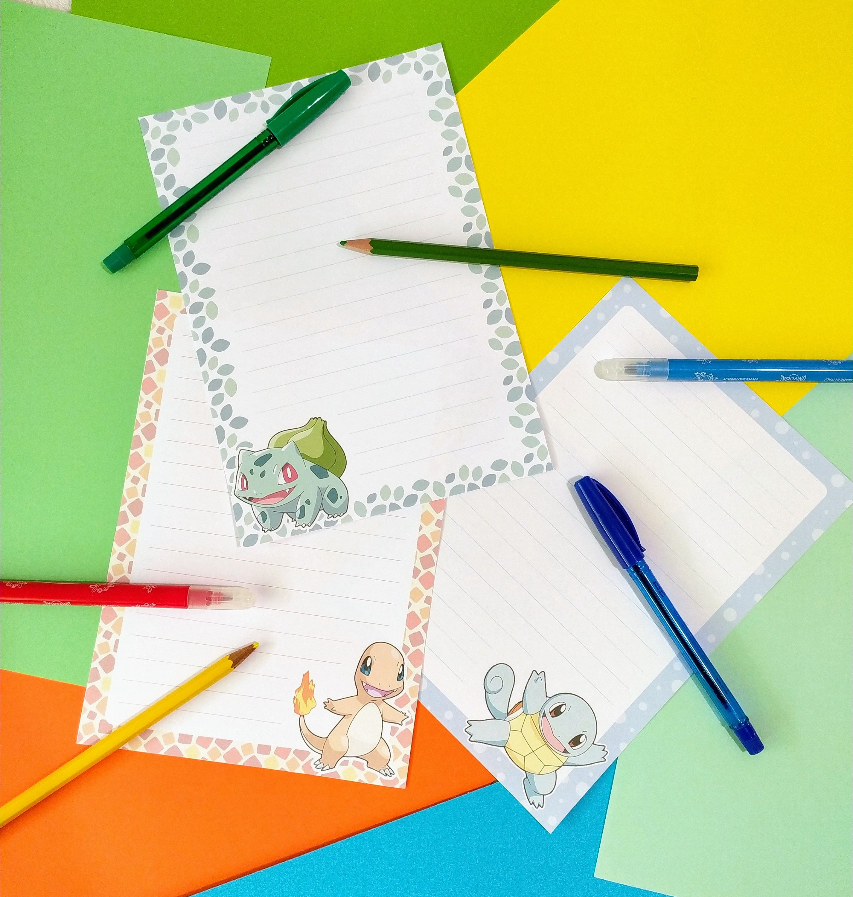 Kanto Starters Stationery Set // Pokemon Writing Paper With Lines and ...