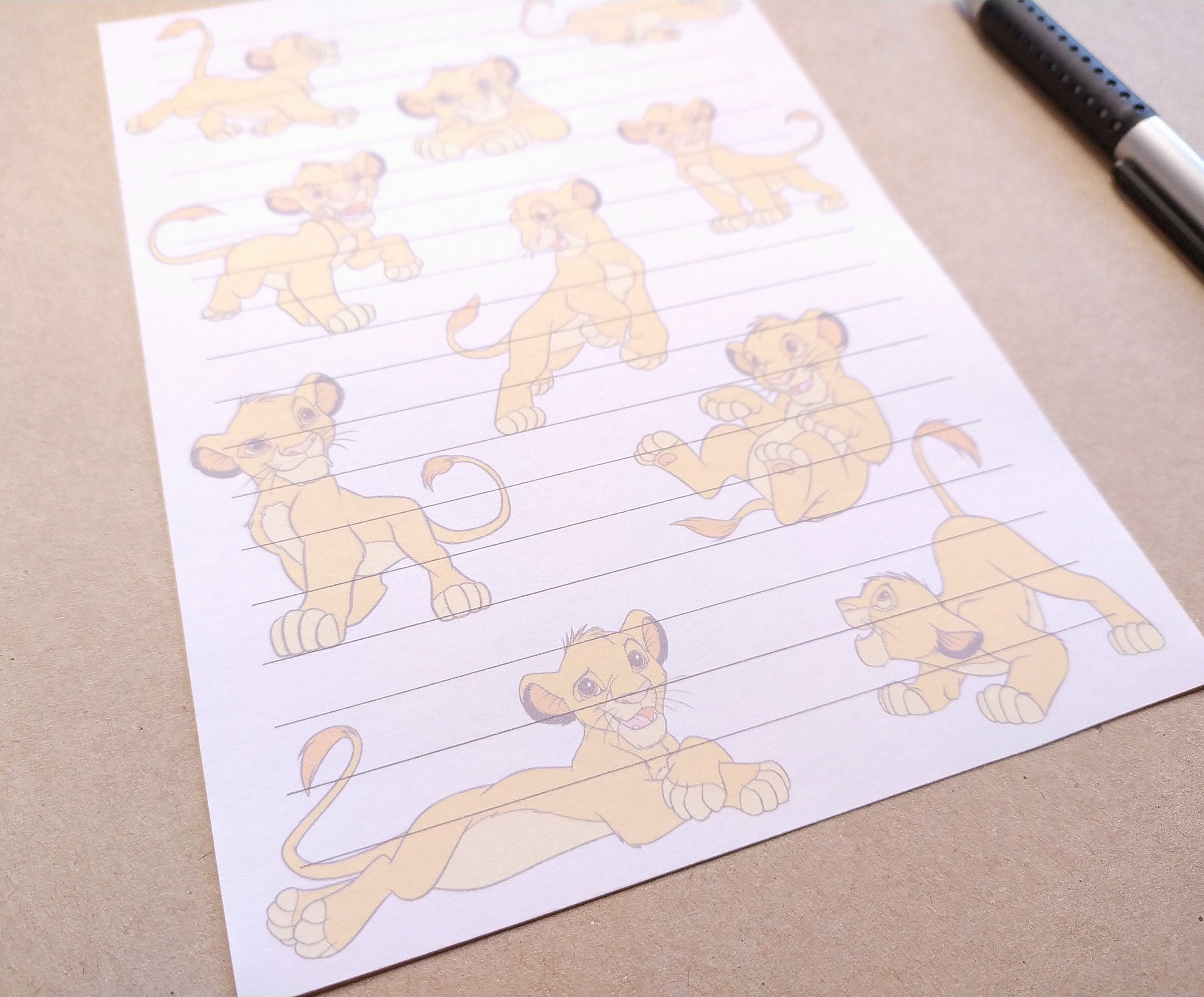 Lion King Letter Paper // Simba Writing Sheets // Cute Disney - Etsy