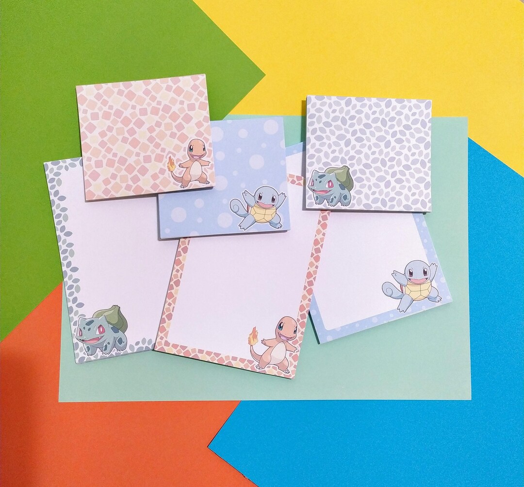 Kanto Starters Notepad // 30 or 50 Sheets // Pokemon Stationery // Cute ...