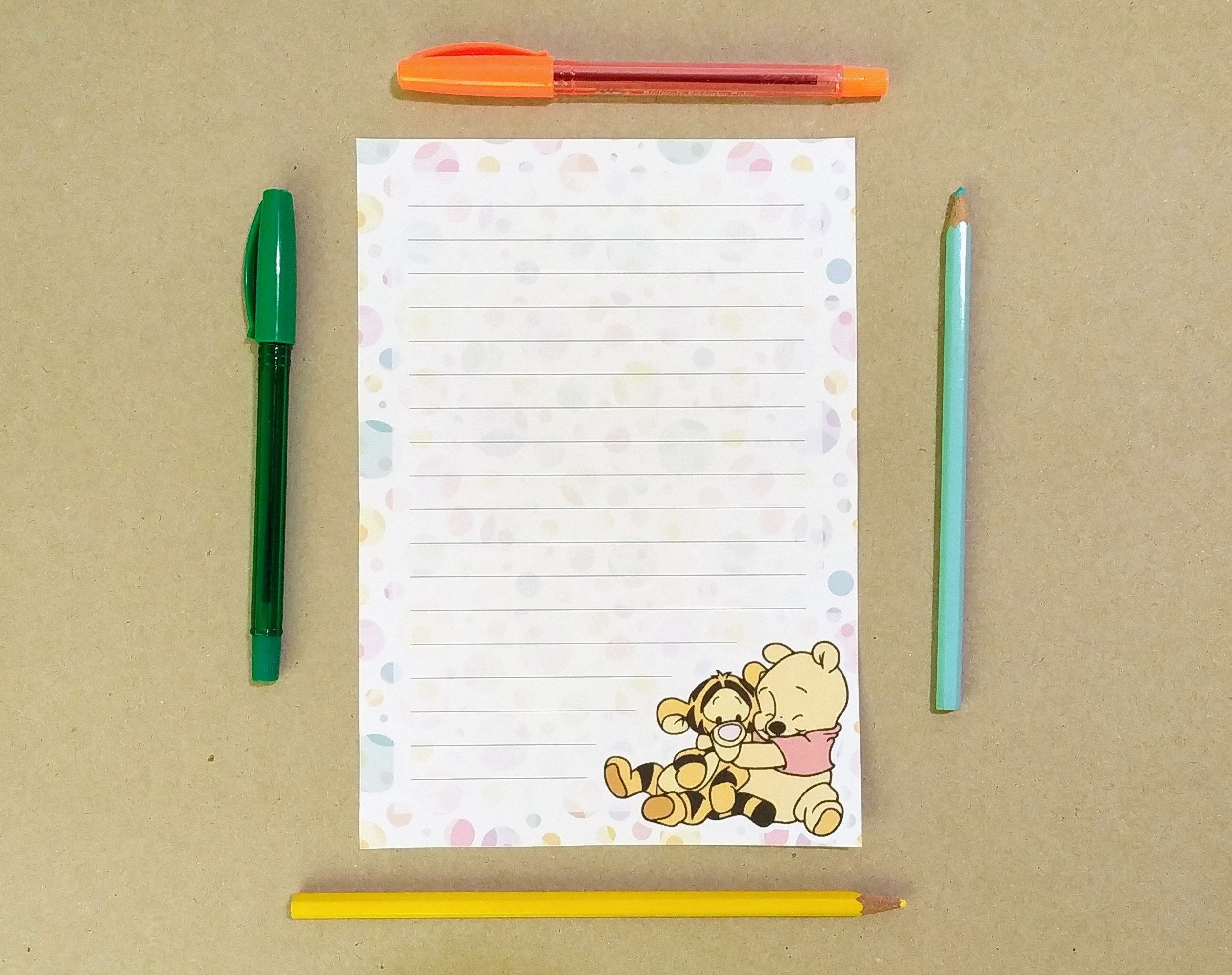 Winnie the Pooh Stationery Set // Disney Writing Paper With Lines and ...