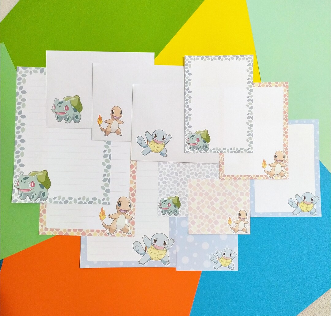 Kanto Starters Stationery Set // Pokemon Writing Paper With Lines and ...