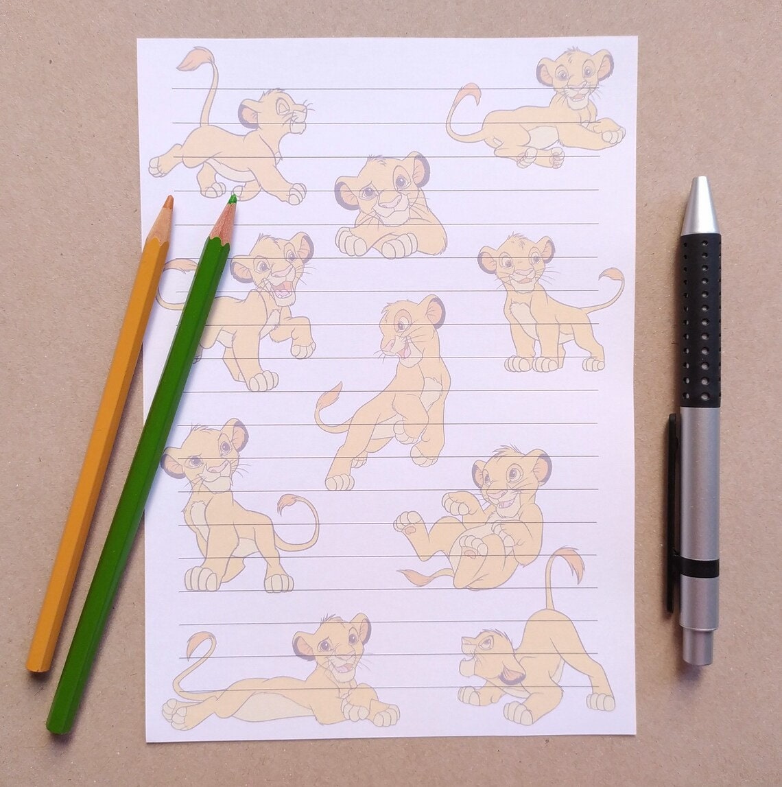 Lion King Stationery Set // Disney Writing Paper With Lines and ...