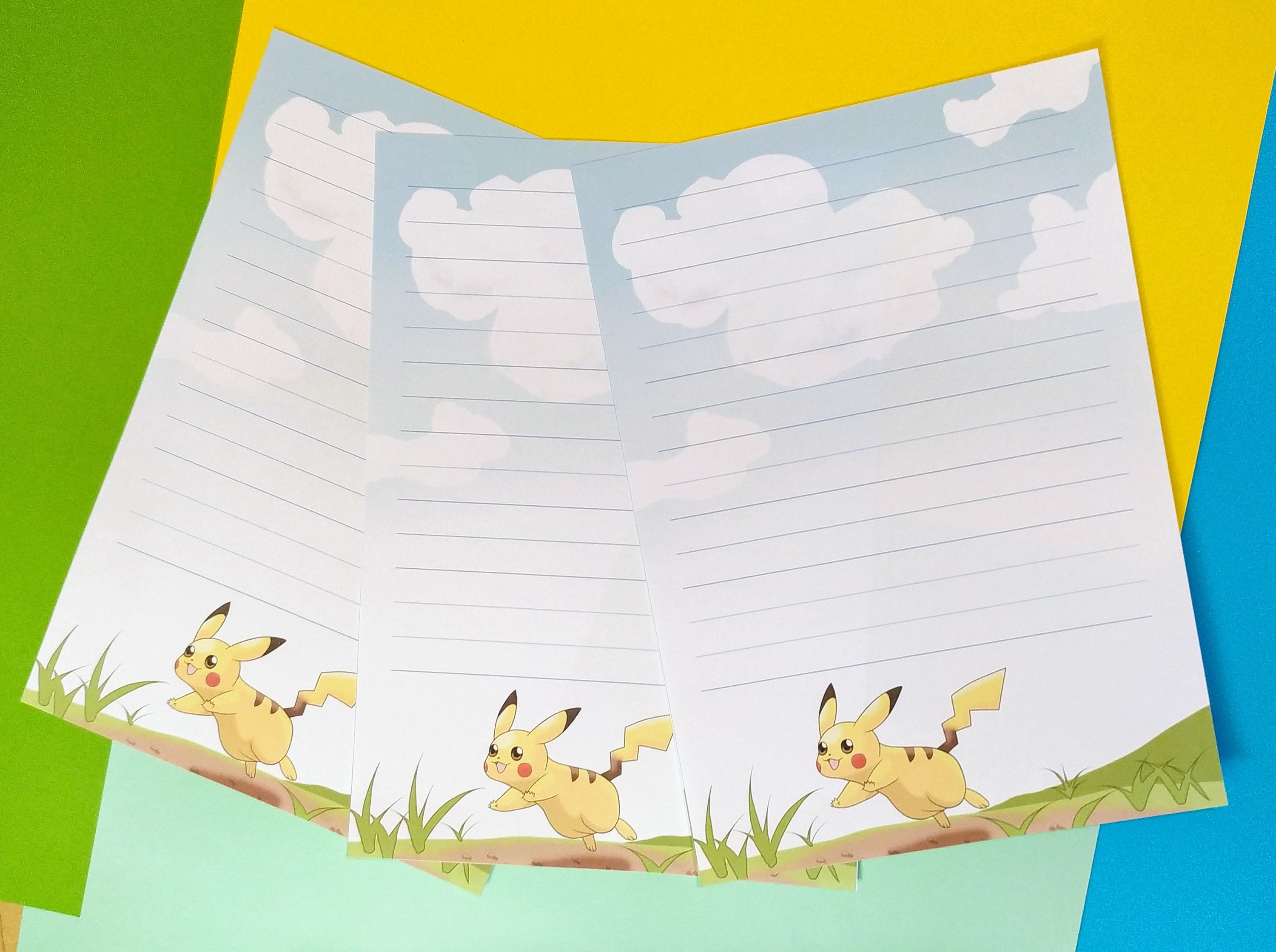 Pikachu Stationery Set // Pokemon Writing Paper With Lines and Envelope ...