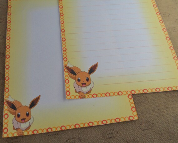 Writing paper pokemon eevee stationery paper cute note | Etsy