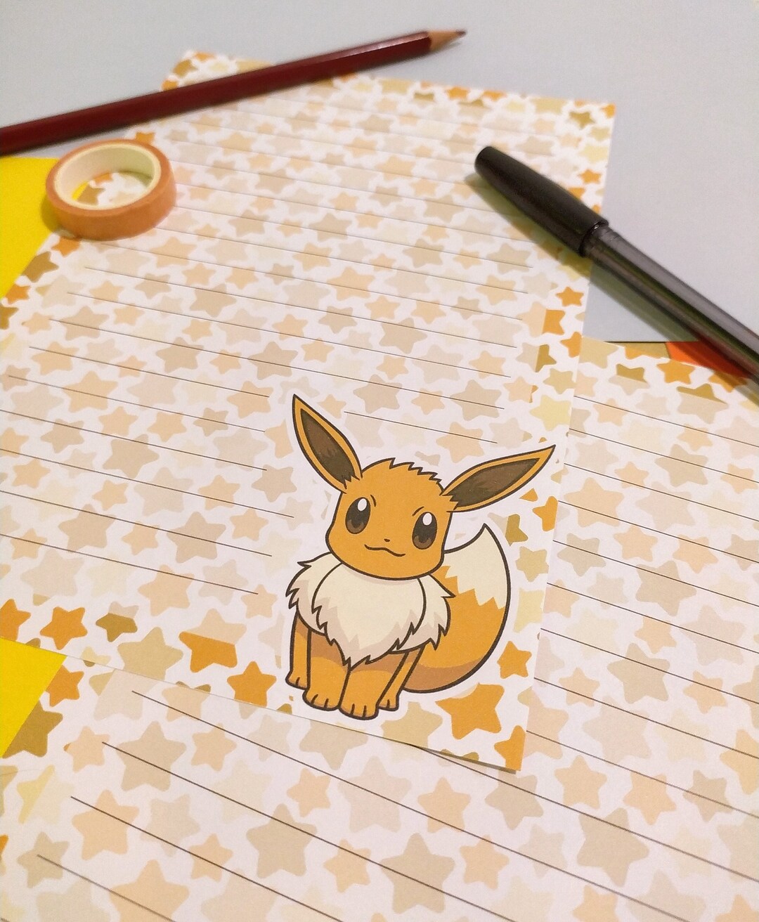 Eevee Letter Paper // Pokemon Writing Sheets // Cute Anime Stationery ...