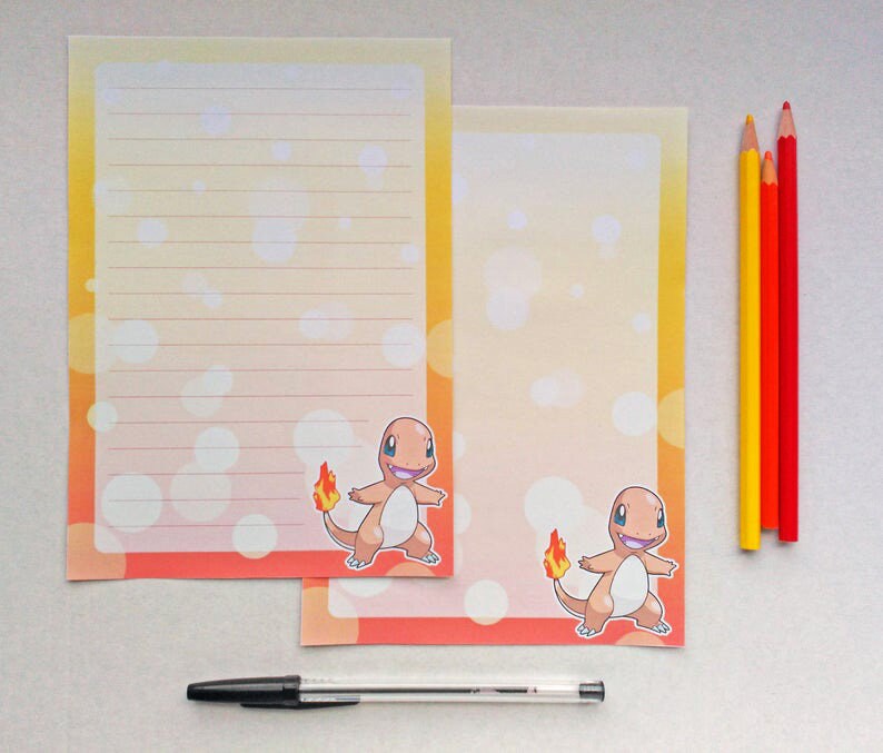 Pokemon Charmander letter paper pokemon stationery paper | Etsy
