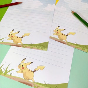 Pikachu Stationery Set // Pokemon Writing Paper With Lines and Envelope ...
