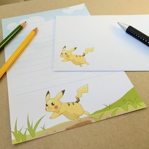 Pikachu Stationery Set // Pokemon Writing Paper With Lines and Envelope ...
