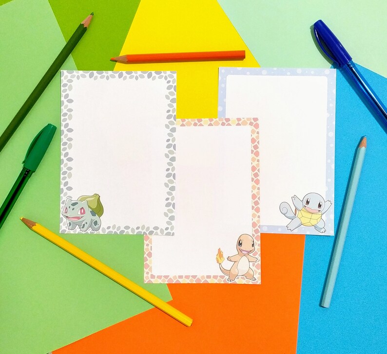 Kanto Starters Stationery Set // Pokemon Writing Paper With Lines and ...