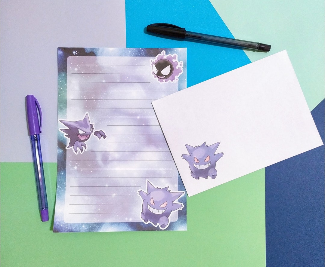 Gastly Haunter Gengar Stationery Set // Pokemon Writing Paper With ...