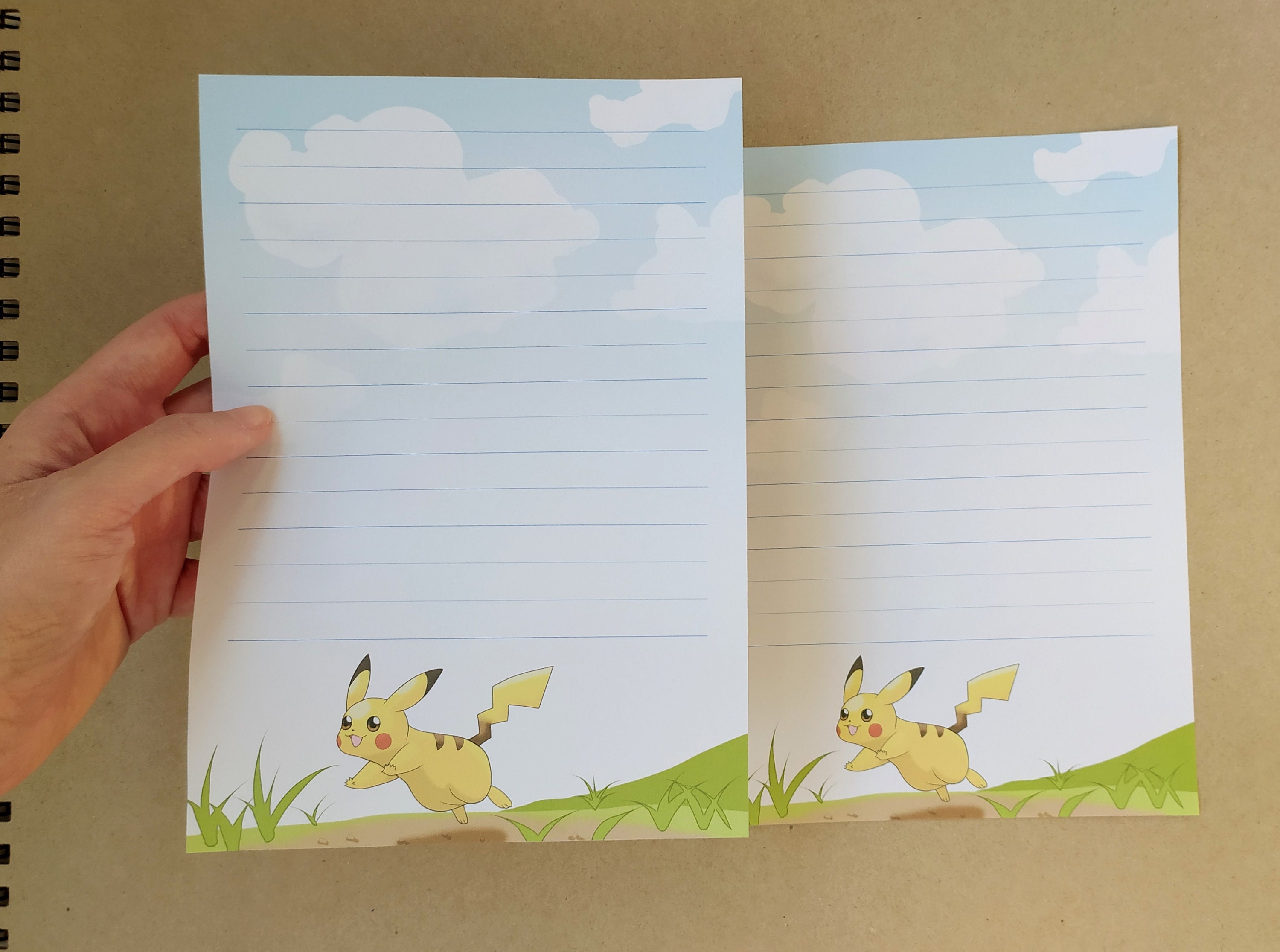 Pikachu Stationery Set // Pokemon Writing Paper With Lines and Envelope ...