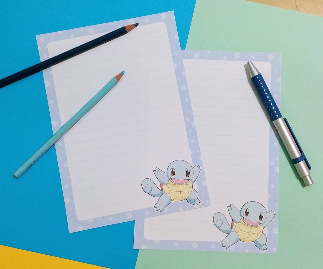 Squirtle Letter Paper // Pokemon Writing Sheets // Cute Anime - Etsy