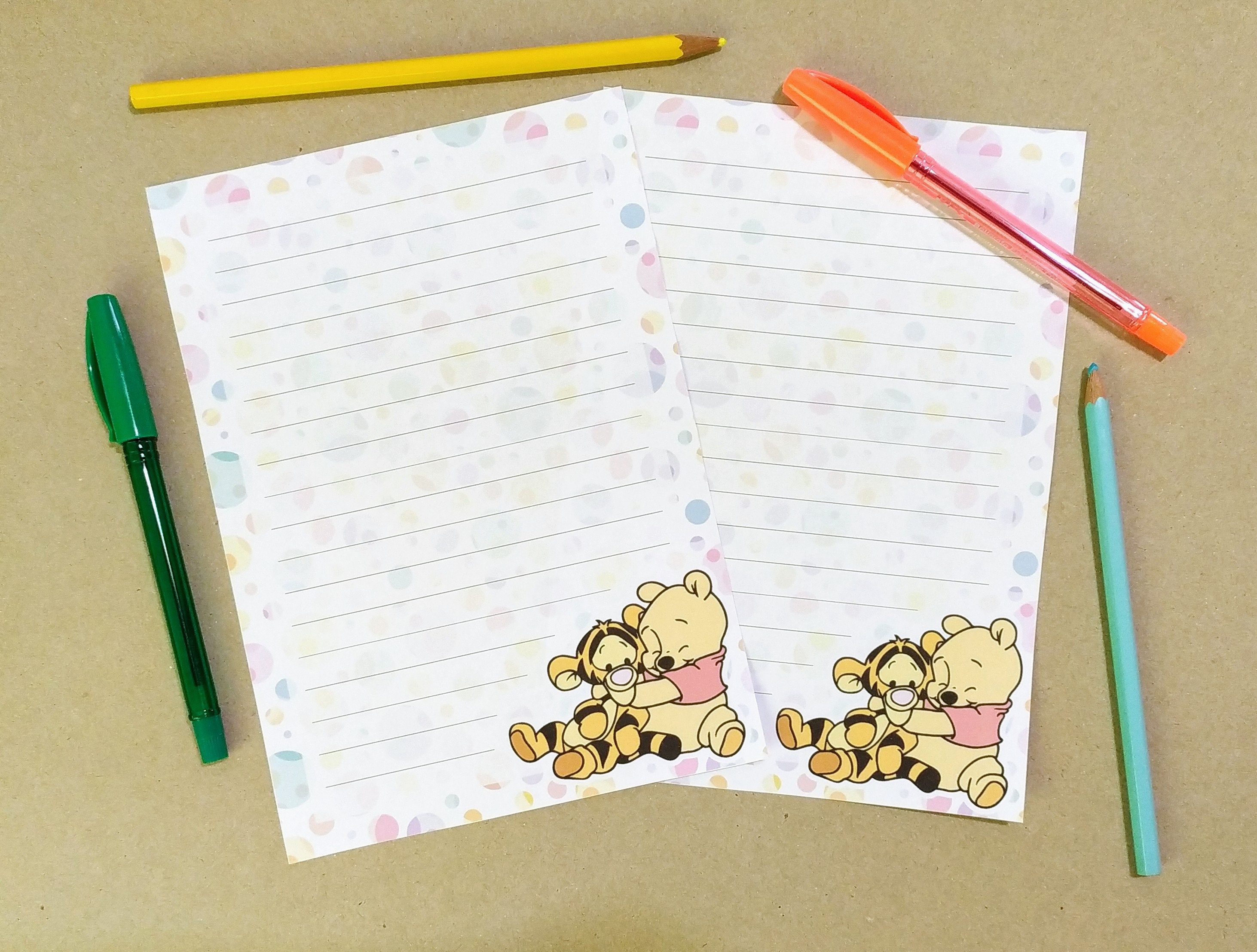 Winnie the Pooh Stationery Set // Disney Writing Paper With Lines and ...