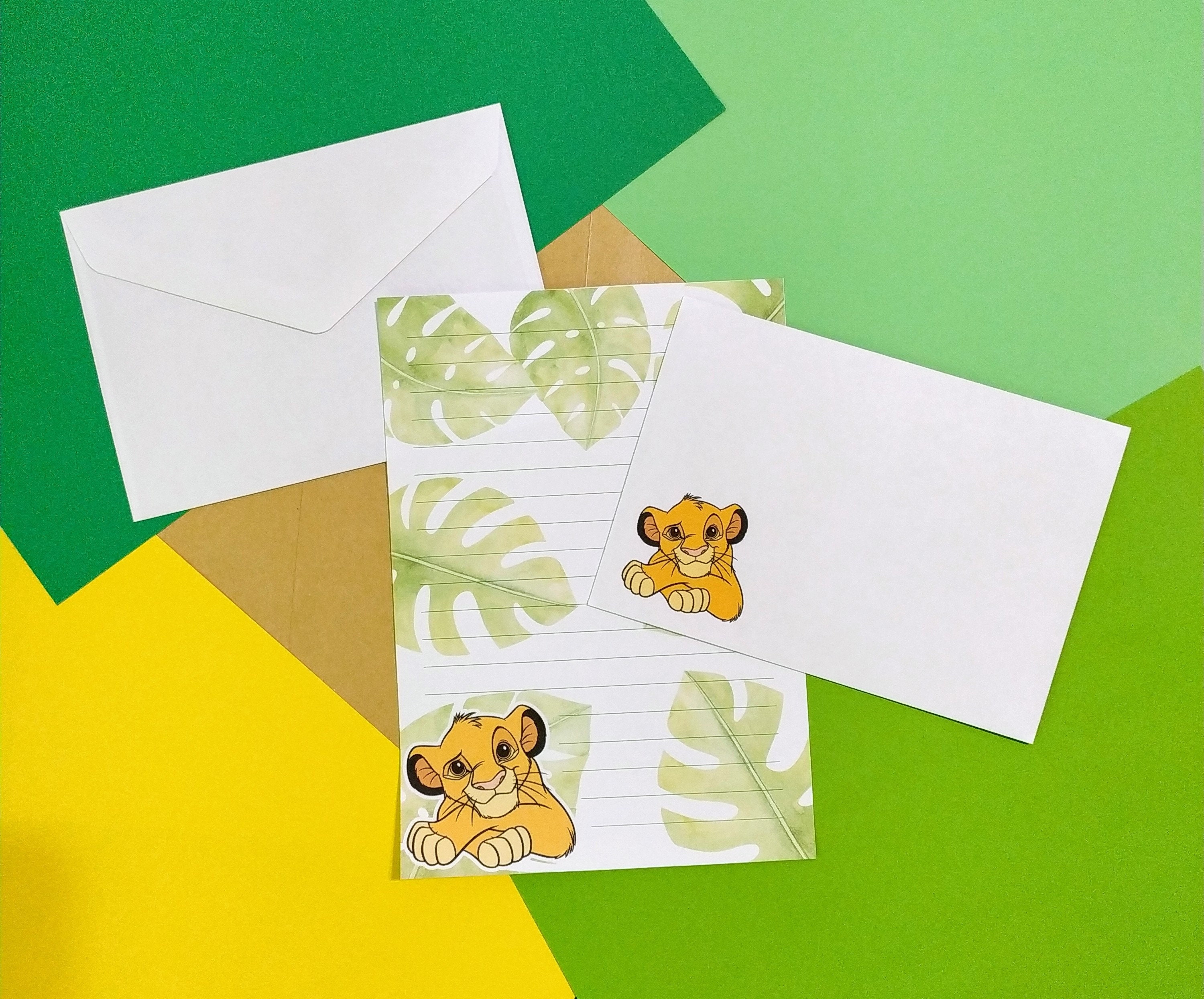 Simba Stationery Set // Disney Writing Paper With Lines and Envelope ...